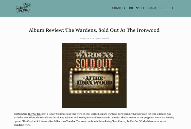 Sold Out At the Ironwood - album review | Canadian National Park Warden ...